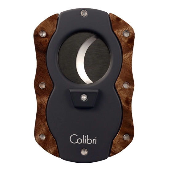 Colibri Cut Wood Cigar Cutter - Black & Dark Burl | Havana House