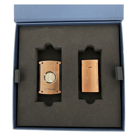 S.T. Dupont Brushed Copper Slim 7 Lighter & Maxijet Cigar Cutter Gift ...